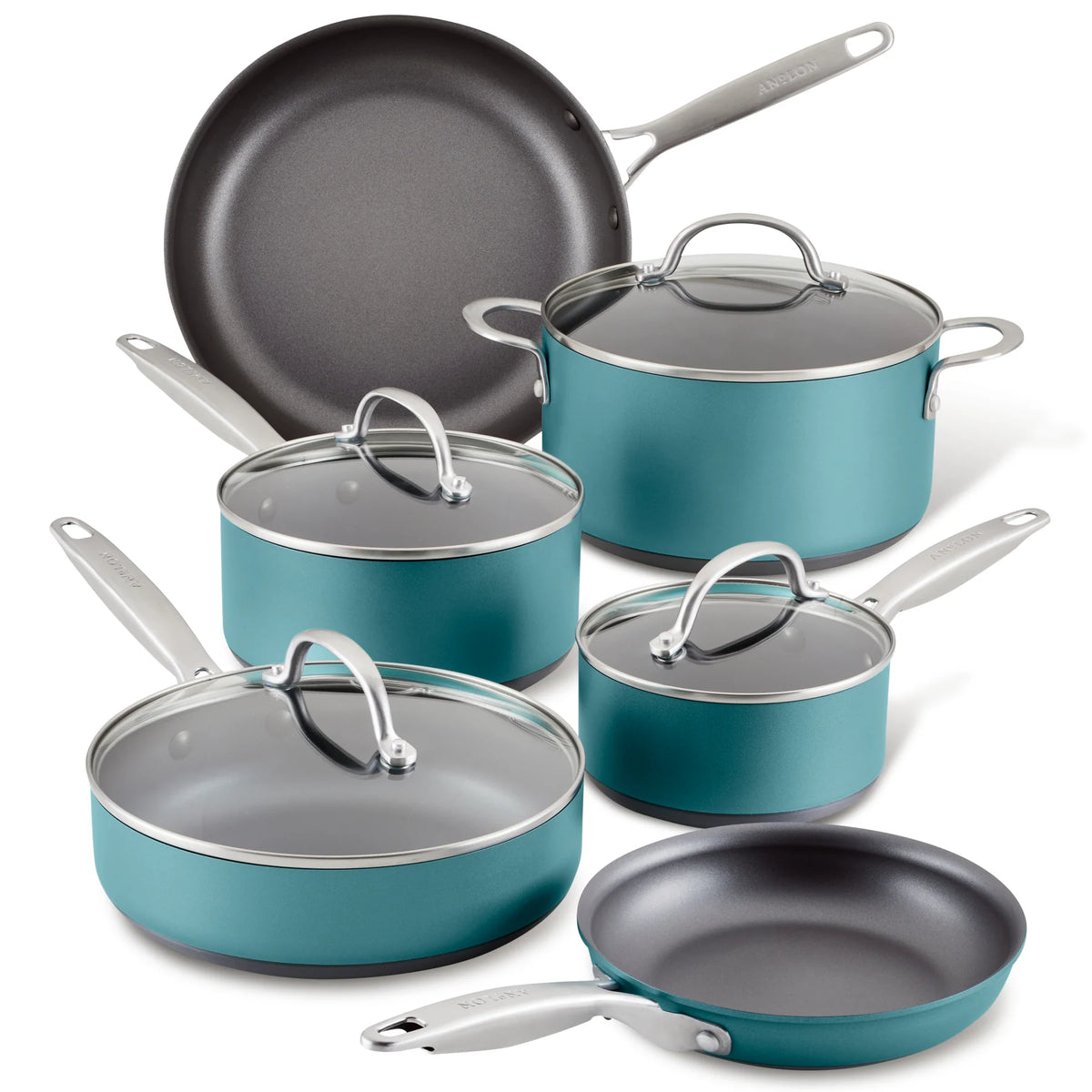 Anolon Achieve 10 Piece Hard Anodized Nonstick Cookware Set — Kitchen ...