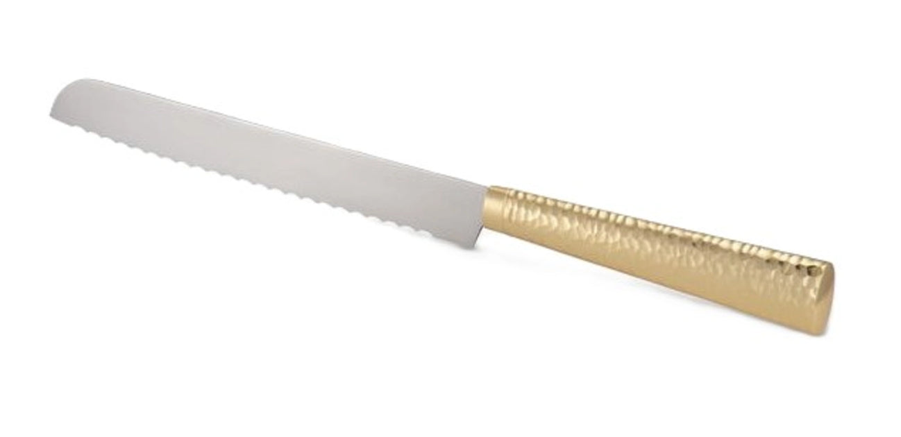 A & M Judaica Hammered Gold Challah Knife by Hazorfim — Kitchen Clique